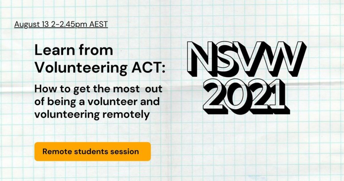 Remote students session: Learn from Volunteering ACT | Australian ...